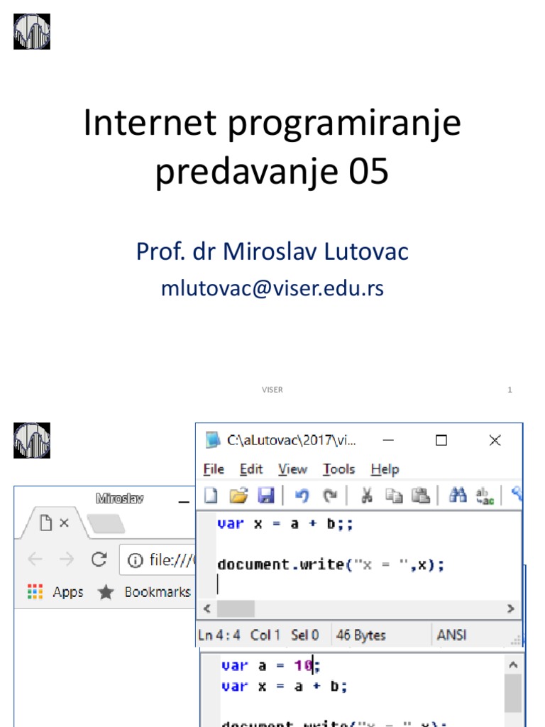 Internet Programiranje Predavanje 05: Prof. DR Miroslav Lutovac | PDF | Areas Of Computer ...