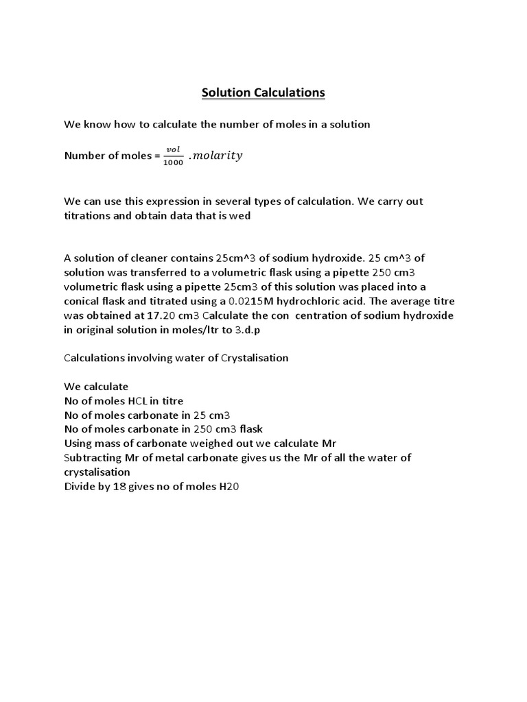 Solution Calculations | PDF | Technology & Engineering