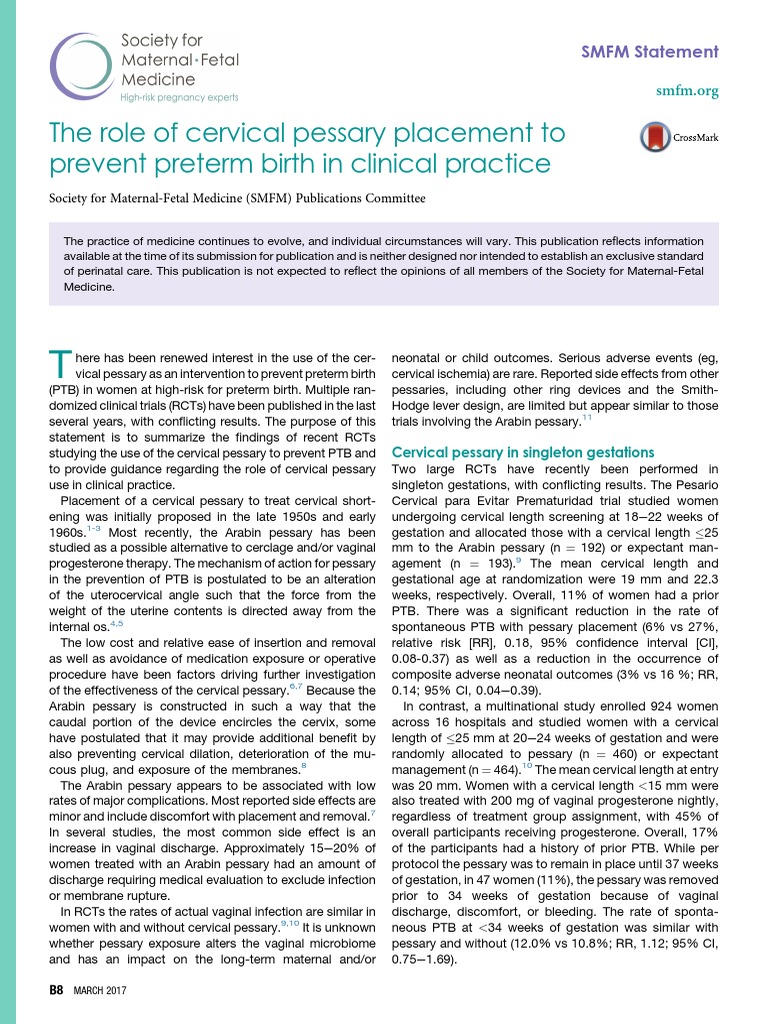 Pesario - SMFM | PDF | Preterm Birth | Vagina