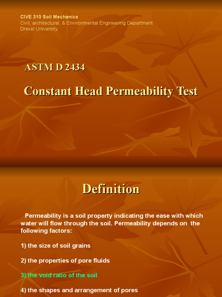 Constant Head Permeability Test | PDF | Permeability (Earth Sciences ...