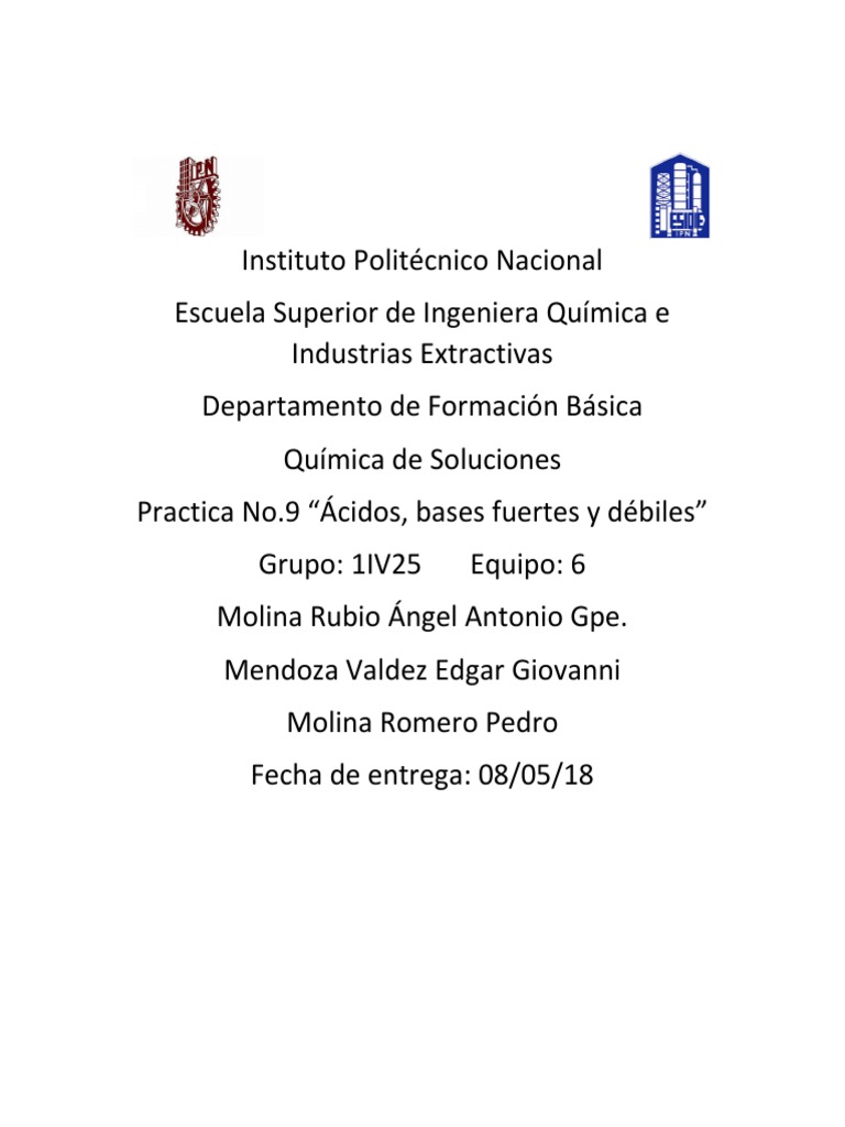 Practica No.9 | PDF | Ácido | Amoníaco