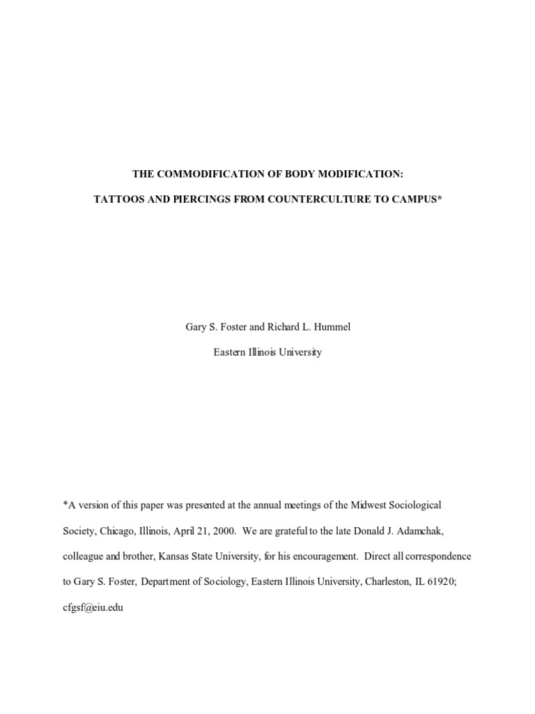 The Commodification of Body Modification | PDF | Social Stigma | Tattoo