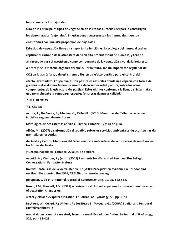 Importancia de Los Pajonales | PDF | Ecosistema | Humedal