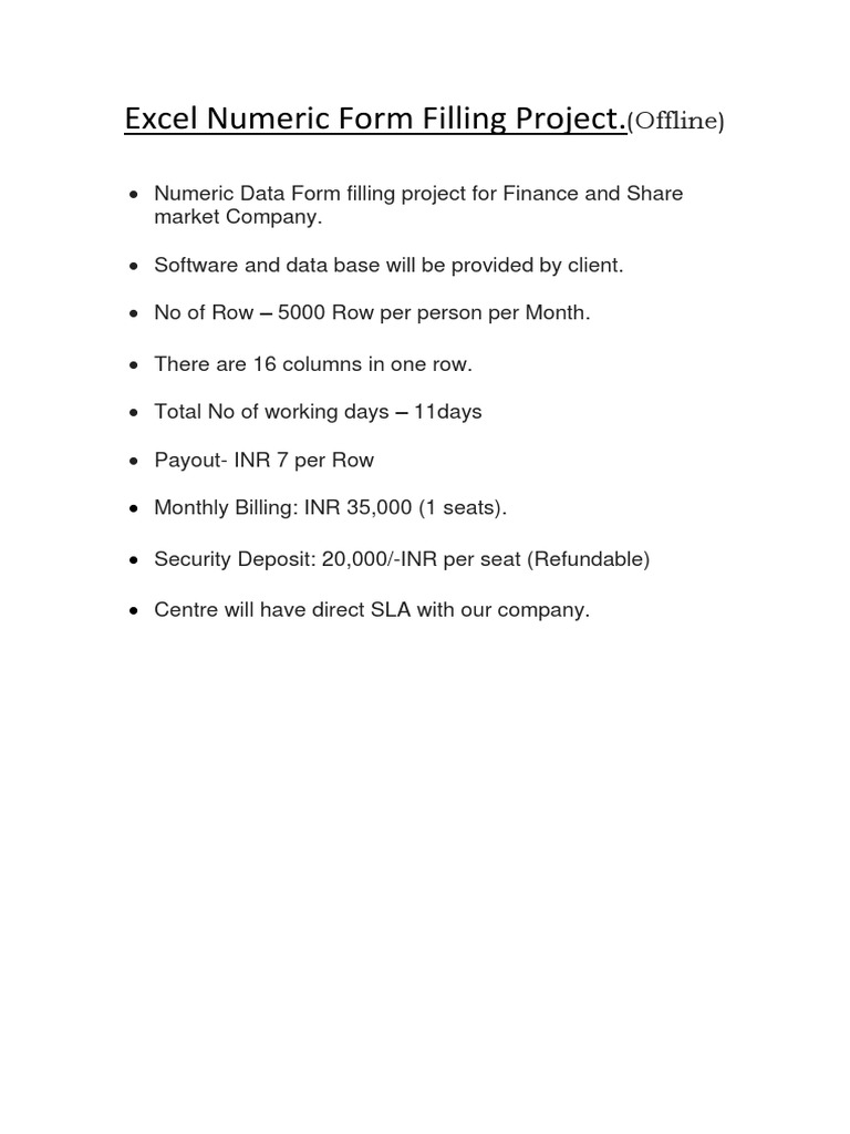 Excel Numeric Form Filling Project | PDF