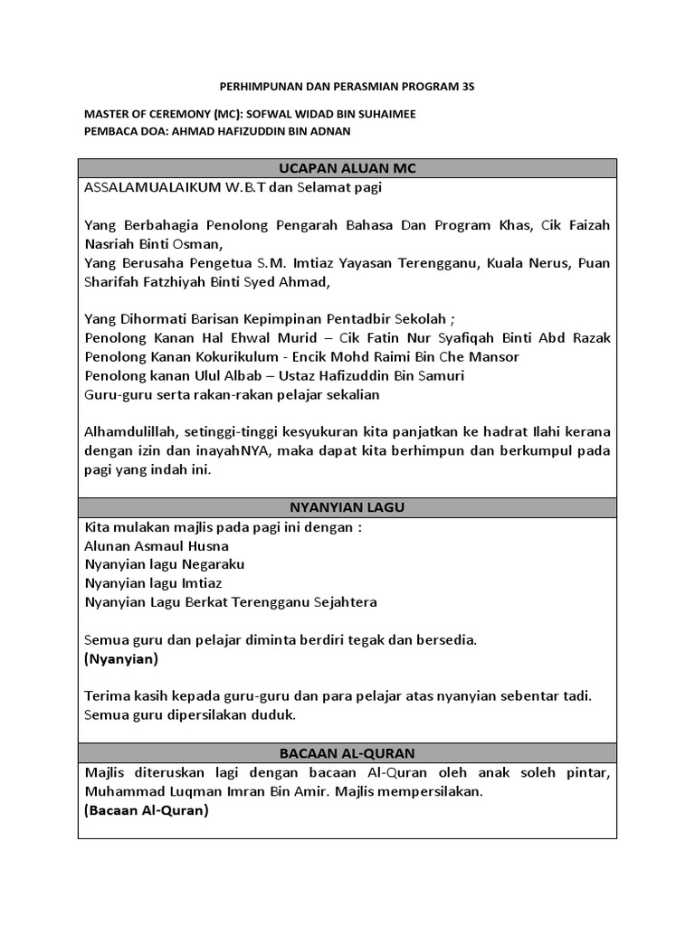 Perasmian Program 3s (Edit) | PDF