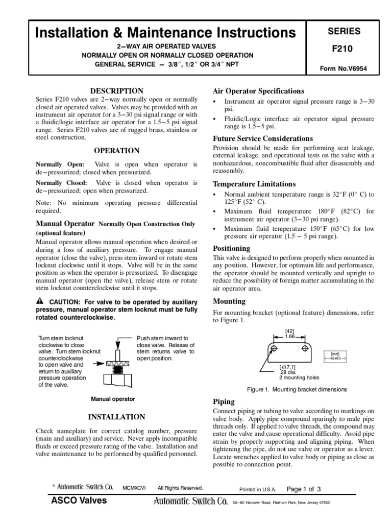 Installation & Maintenance Instructions: Series F210 | PDF | Valve | Pipe (Fluid Conveyance)