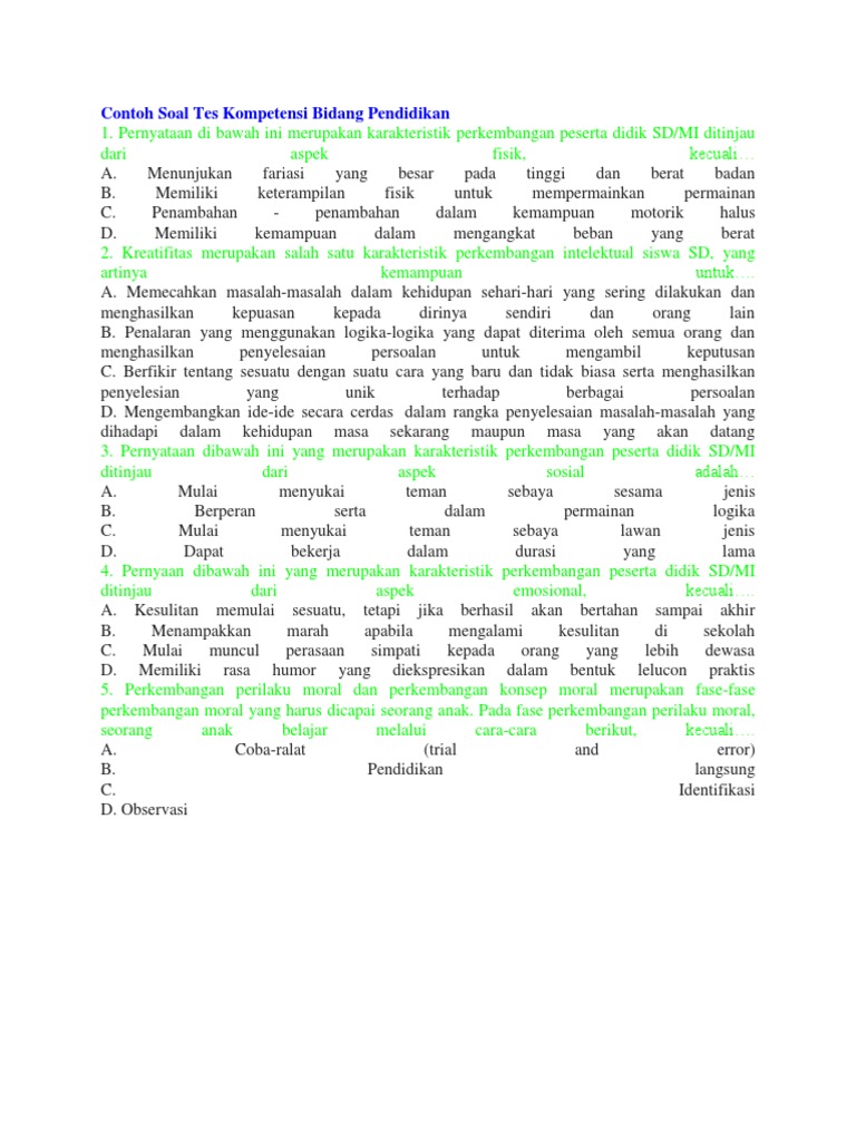 Contoh Soal Tes Kompetensi Pendidikan | PDF