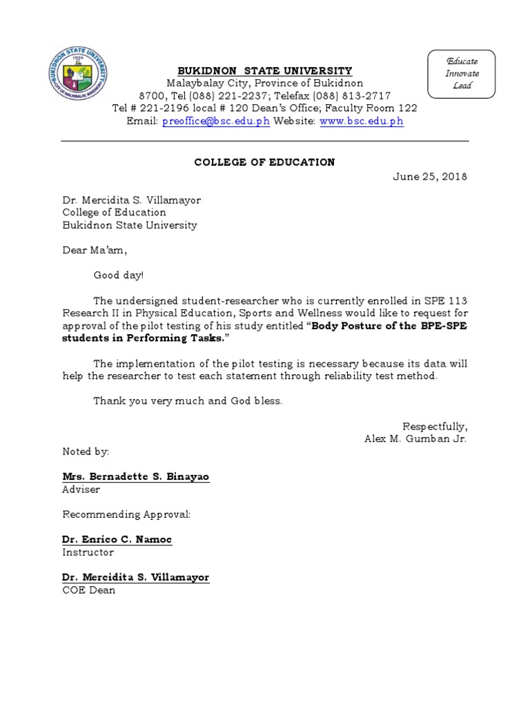 Pilot Testing Approval Request for Study | PDF