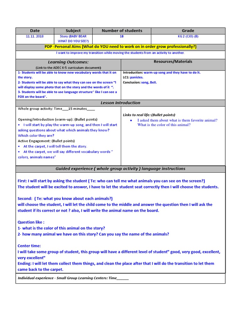 Lesoons Plans Story 2 | PDF | Behavior Modification | Applied Psychology