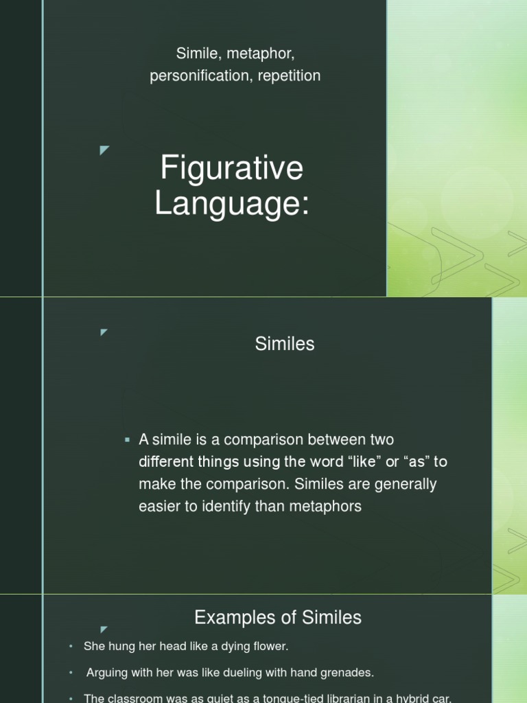 Figurative Language:: Simile, Metaphor, Personification, Repetition ...