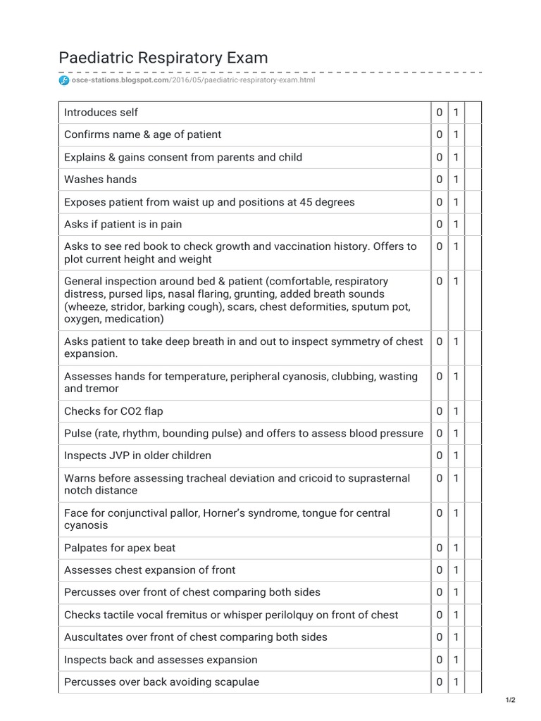 Osce Stations - Blogspot.com Paediatric Respiratory Exam | PDF ...
