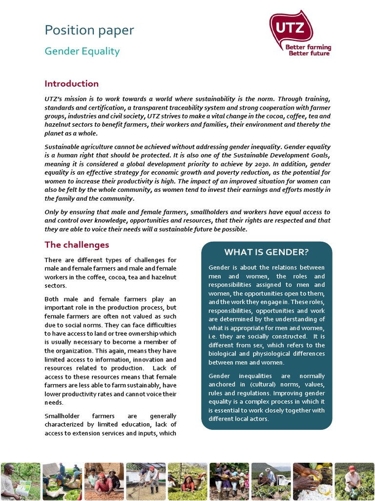 17 12 Gender Equality Position Paper | PDF | Gender Equality | Gender ...