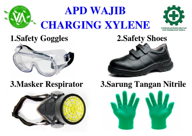 Apd Wajib Charging Xylene: 1.safety Goggles 2.safety Shoes | PDF