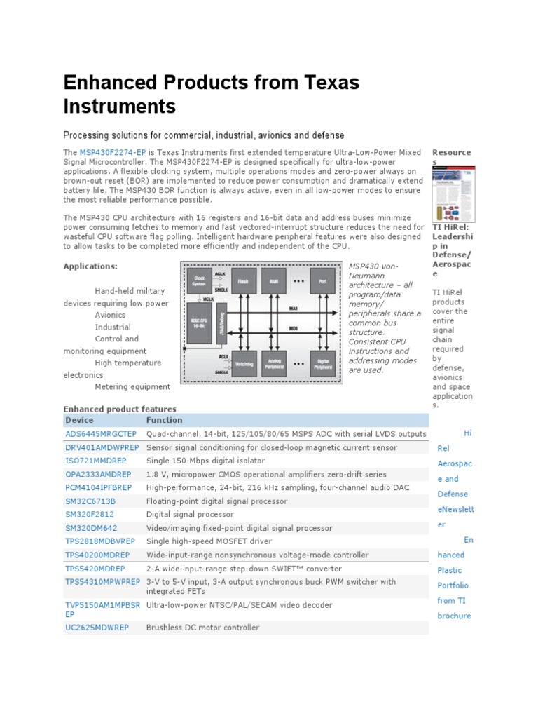 Enhanced Products From Texas Instruments | PDF | Central Processing ...