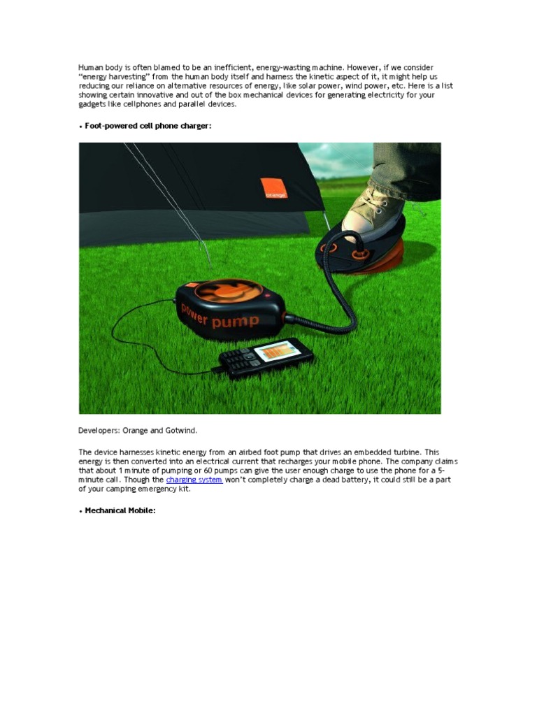 Harnessing Kinetic Energy HTTP | PDF | Battery Charger | Mobile Phones