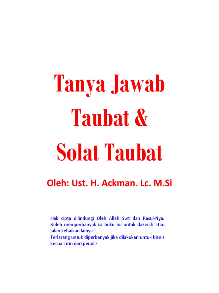 Taubat & Solat Taubat PDF | PDF