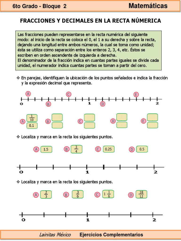 6to Grado - Matemáticas - Fracciones y decimales en la recta numérica.pdf