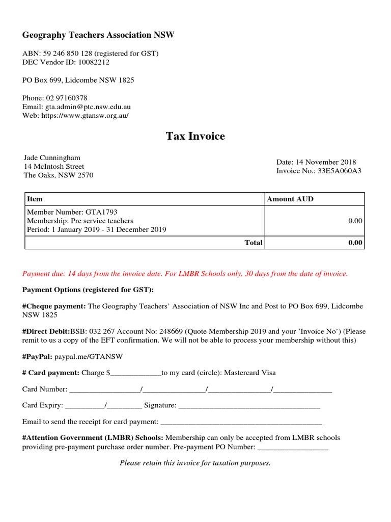 Gta NSW Invoice | PDF