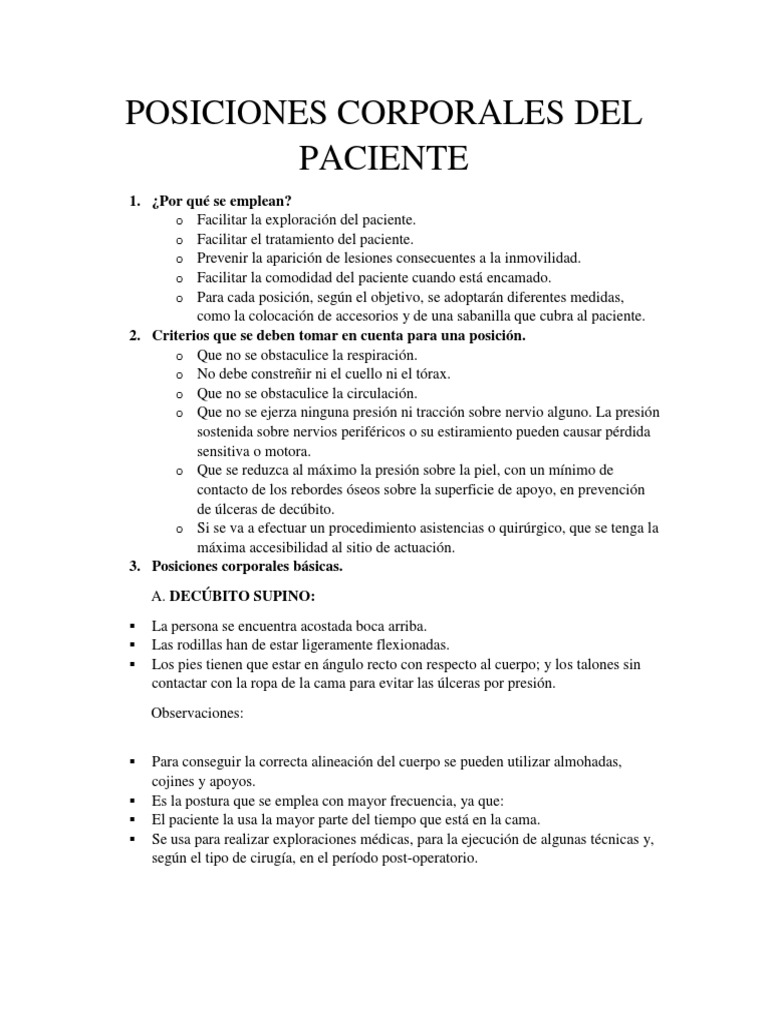 Posiciones Corporales Del Paciente | PDF | Rodilla | Términos ...