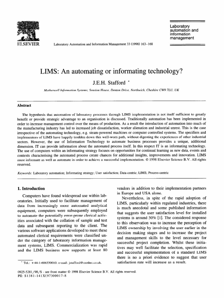LIMS - An Automating or Informating Technology | PDF | Business Process ... LIMS - An Automating or Informating Technology | PDF | Business Process ...
