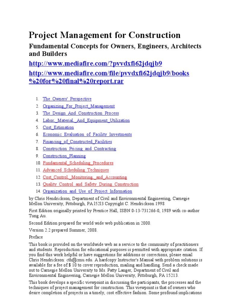 Project Management For Construction | PDF | Mortgage Loan ...