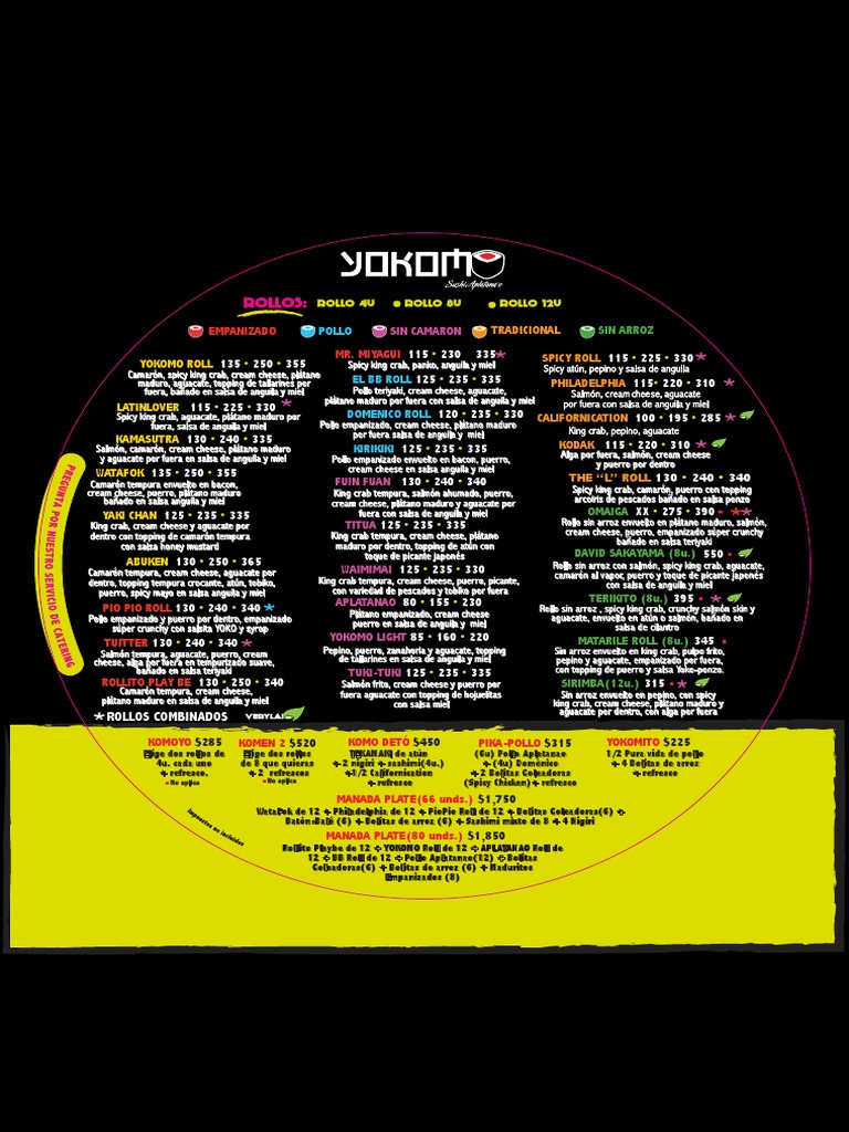 Yokomo Menu | PDF | Cocina asiática oriental | Alimentos