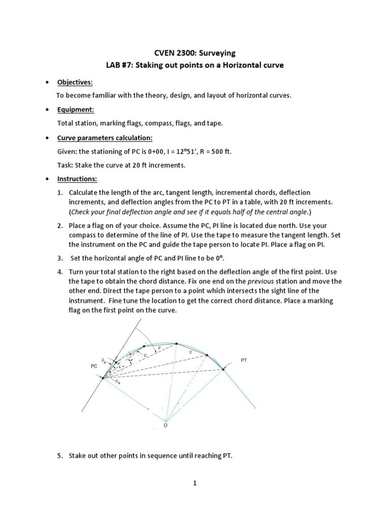 CVEN 2300: Surveying LAB #7: Staking Out Points On A Horizontal Curve ...