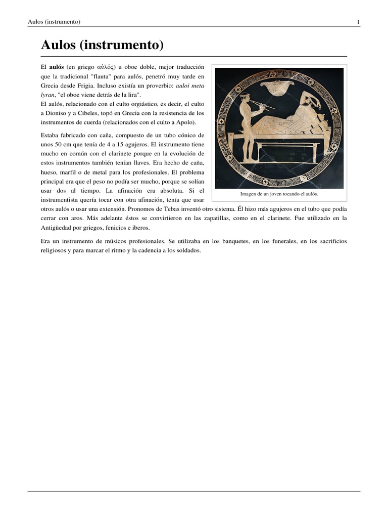 Aulós: Instrumento Musical Griego | PDF | Instrumentos musicales ...