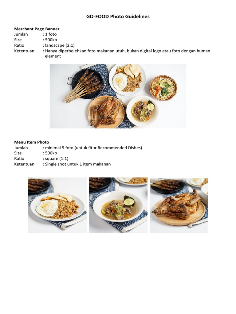 GO-FOOD Photo Guidelines | PDF