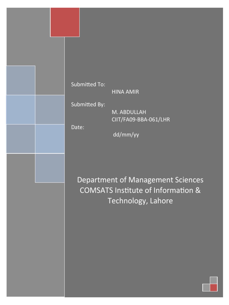 Department of Management Sciences COMSATS Institute of Information ...