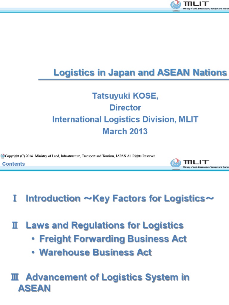 Logistics in Japan and ASEAN Nations: Tatsuyuki KOSE, Director ...