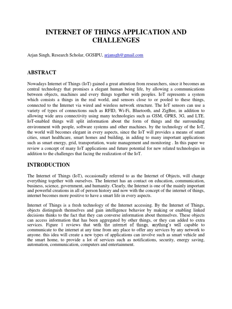 Internet of Things IOT | PDF | Internet Of Things | Smart Grid