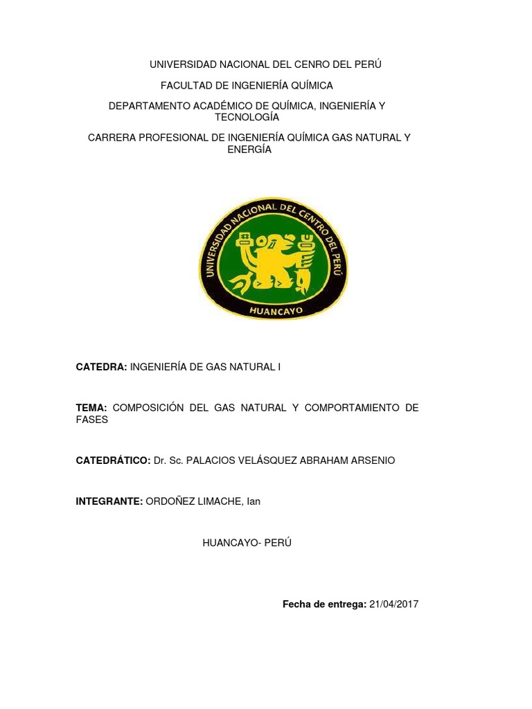 Composición y Fases del Gas Natural | PDF | Gases | Líquidos