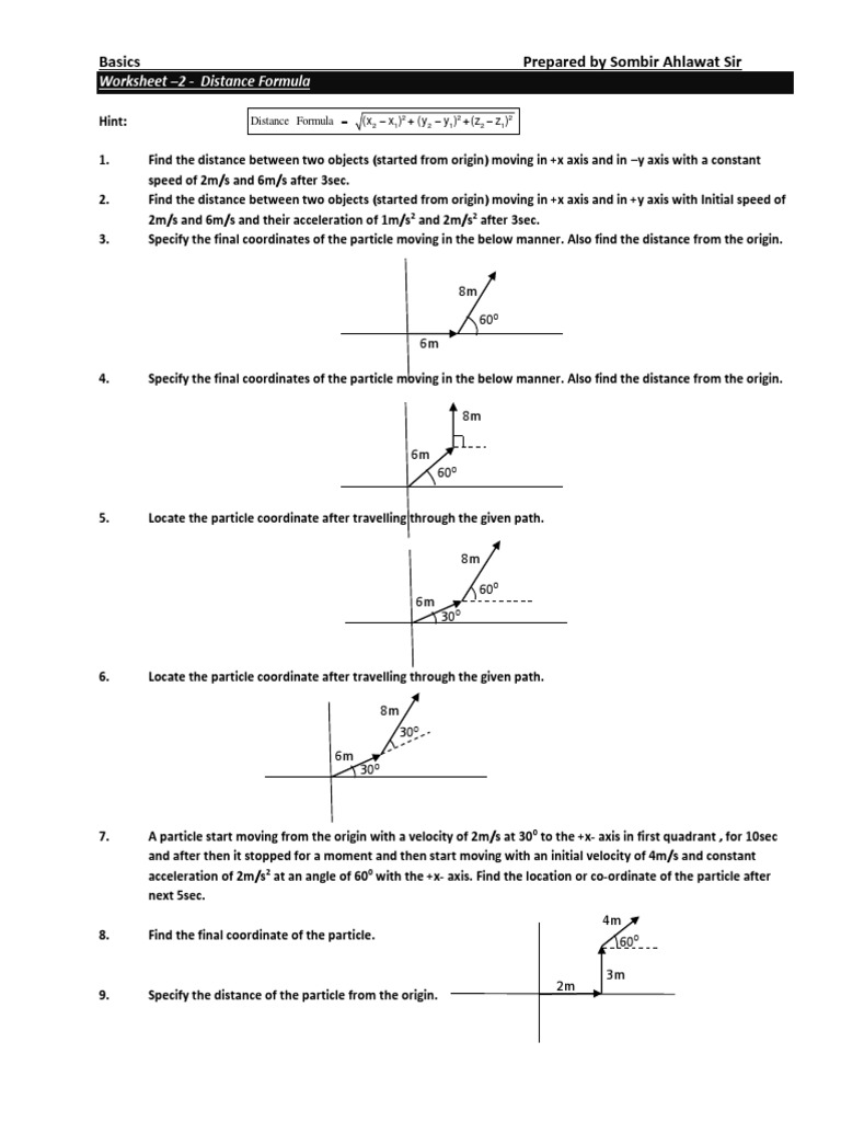 Solutions to Distance, Kinematics, and Straight Line Problems | PDF ...