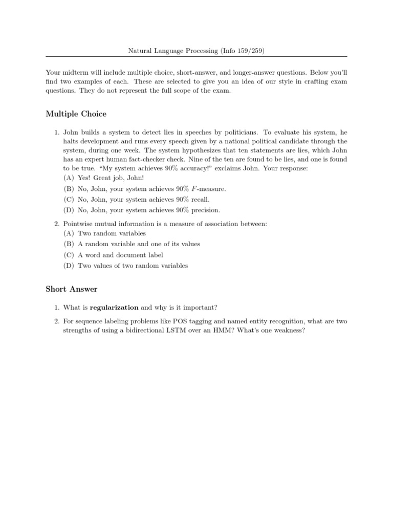 Sample Midterm Questions PDF | PDF | Language Mechanics | Linguistics