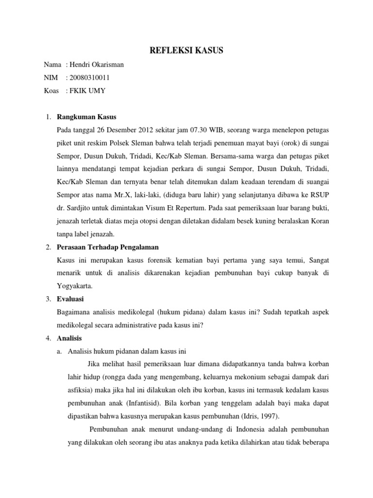 Contoh Refleksi Kasus | PDF