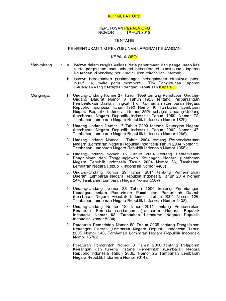 SK Tim Penyusun LK Opd | PDF