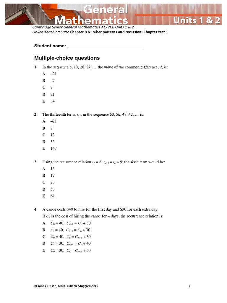 Chapter 8 Test 1 | PDF | Teaching Mathematics