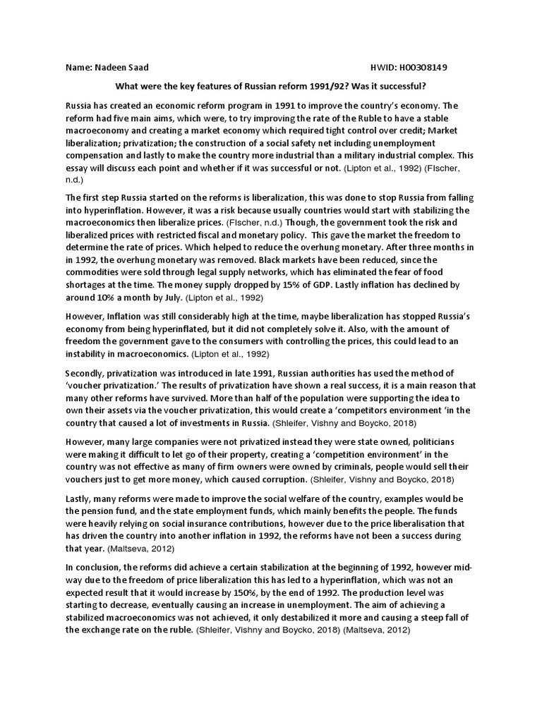 What Were The Key Features of Russian Reform 1991/92? Was It Successful ...