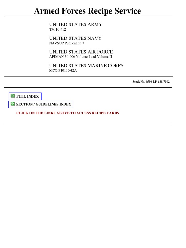 Armed Forces Recipe Service: United States Army United States Navy ...