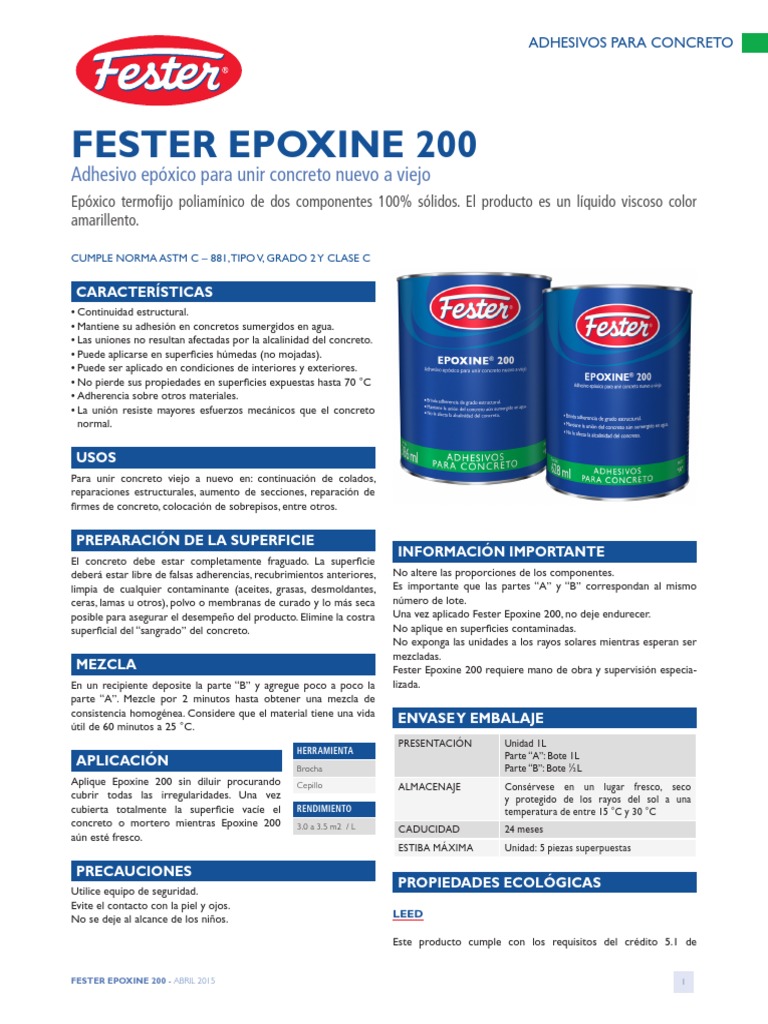 Epoxine 200 | PDF | Hormigón | Ciencias fisicas