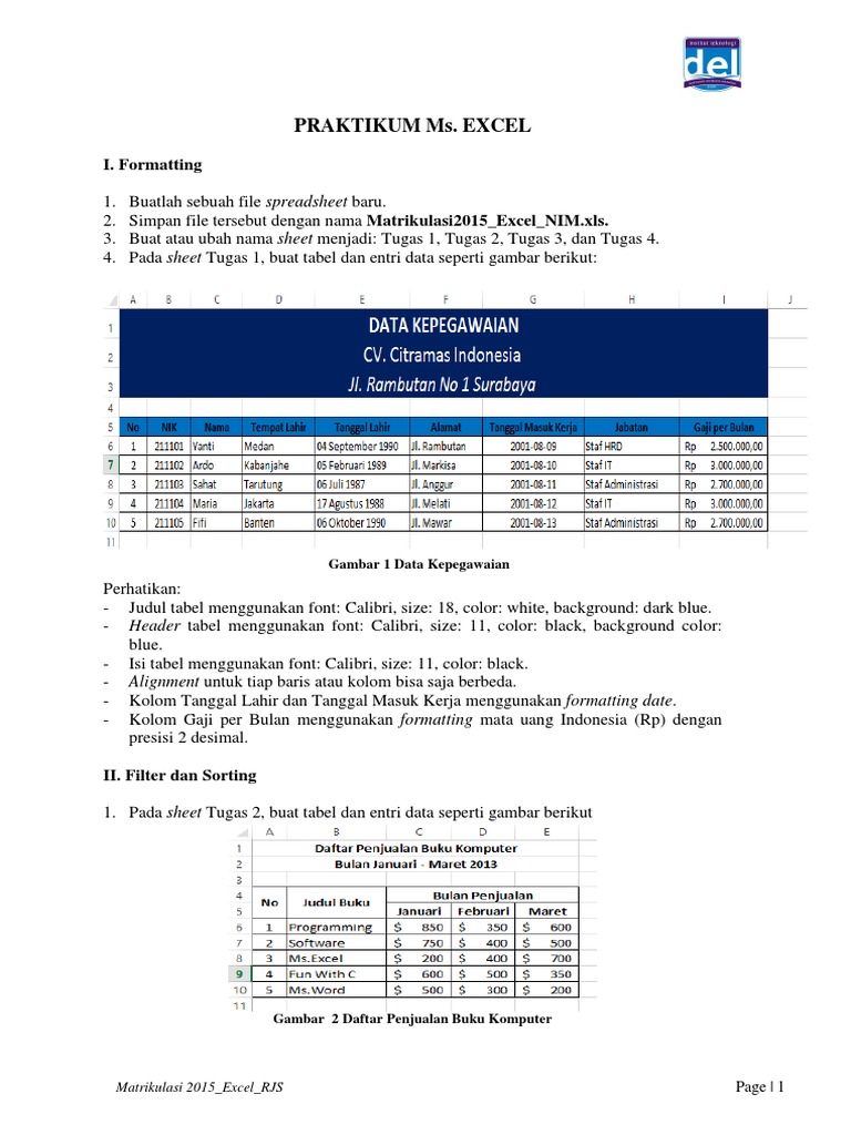 Tugas Praktikum Ms Office (Excel) RJS | PDF