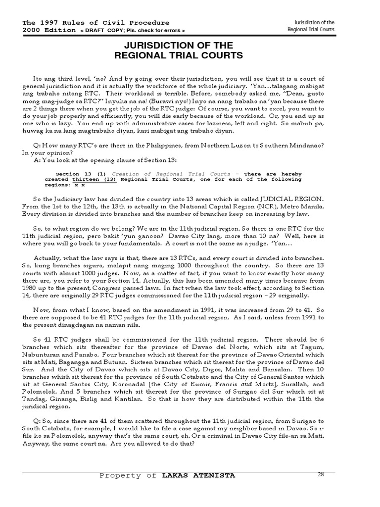04 Jurisdiction of The RTC | PDF | Writ | Lawsuit