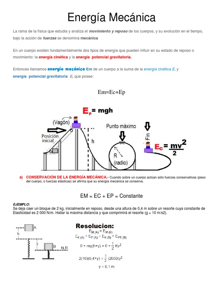 Energía Mecánica | PDF | Movimiento (física) | Energía potencial