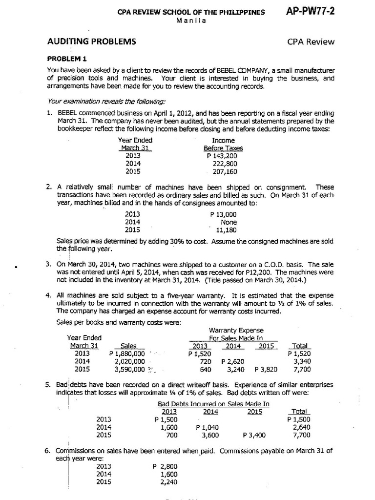 Audit Problems 2 | PDF