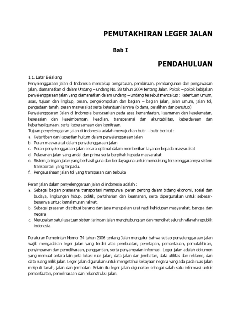 Pemutakhiran Leger Jalan | PDF