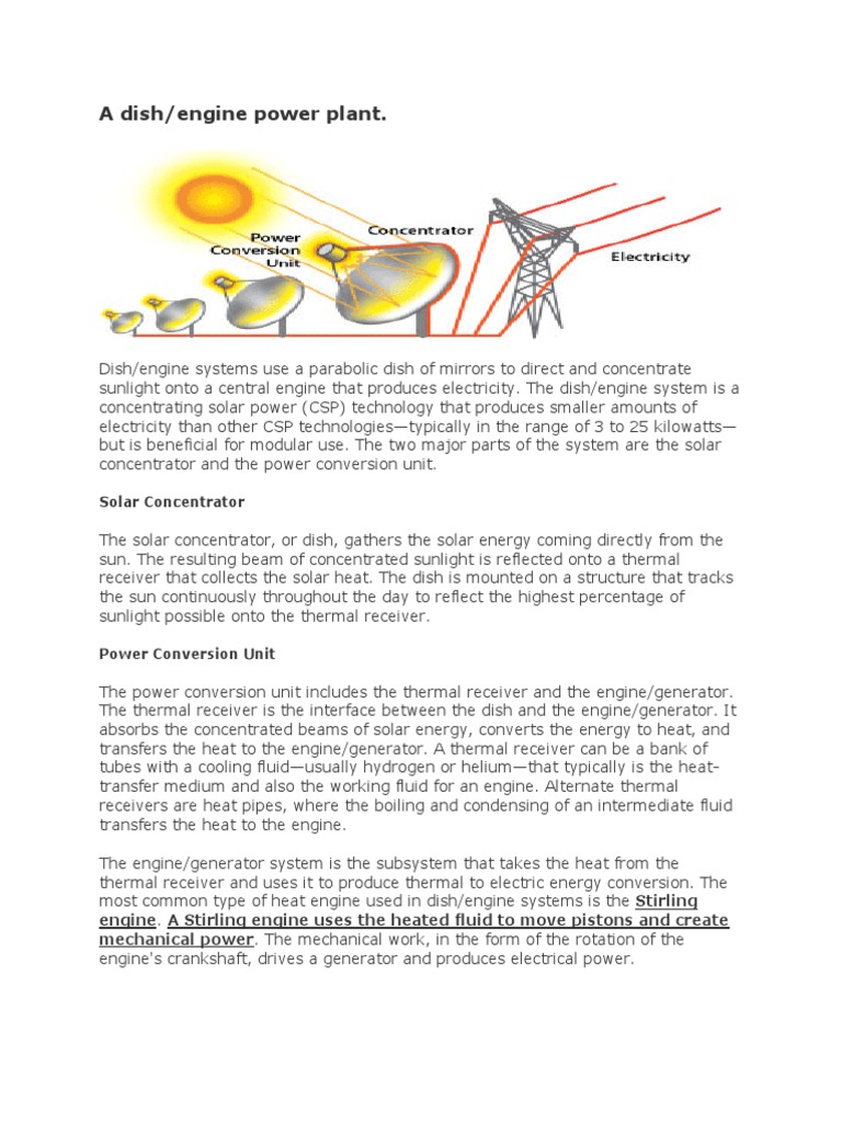 A Dish/engine Power Plant.: Solar Concentrator | PDF
