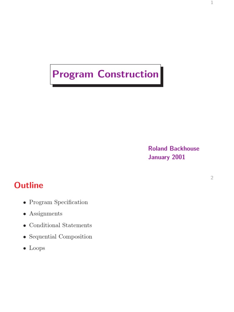 Program Construction: Roland Backhouse January 2001 | PDF | C ...