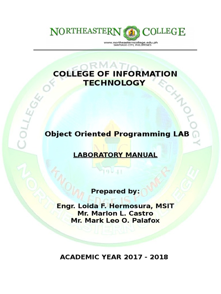 College of Information Technology: Object Oriented Programming LAB | PDF