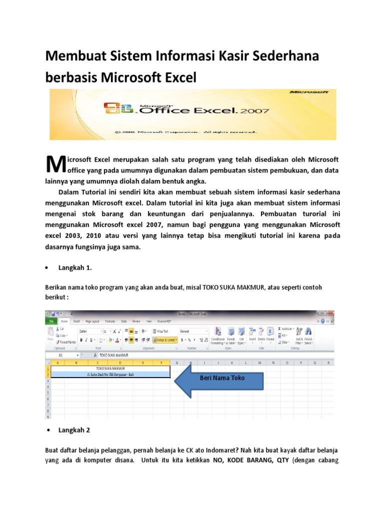 Tutorial Kasir Excel | PDF